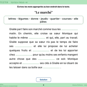 Exercice Texte à trous pour Adulte (PDF) - Collection Prétextes